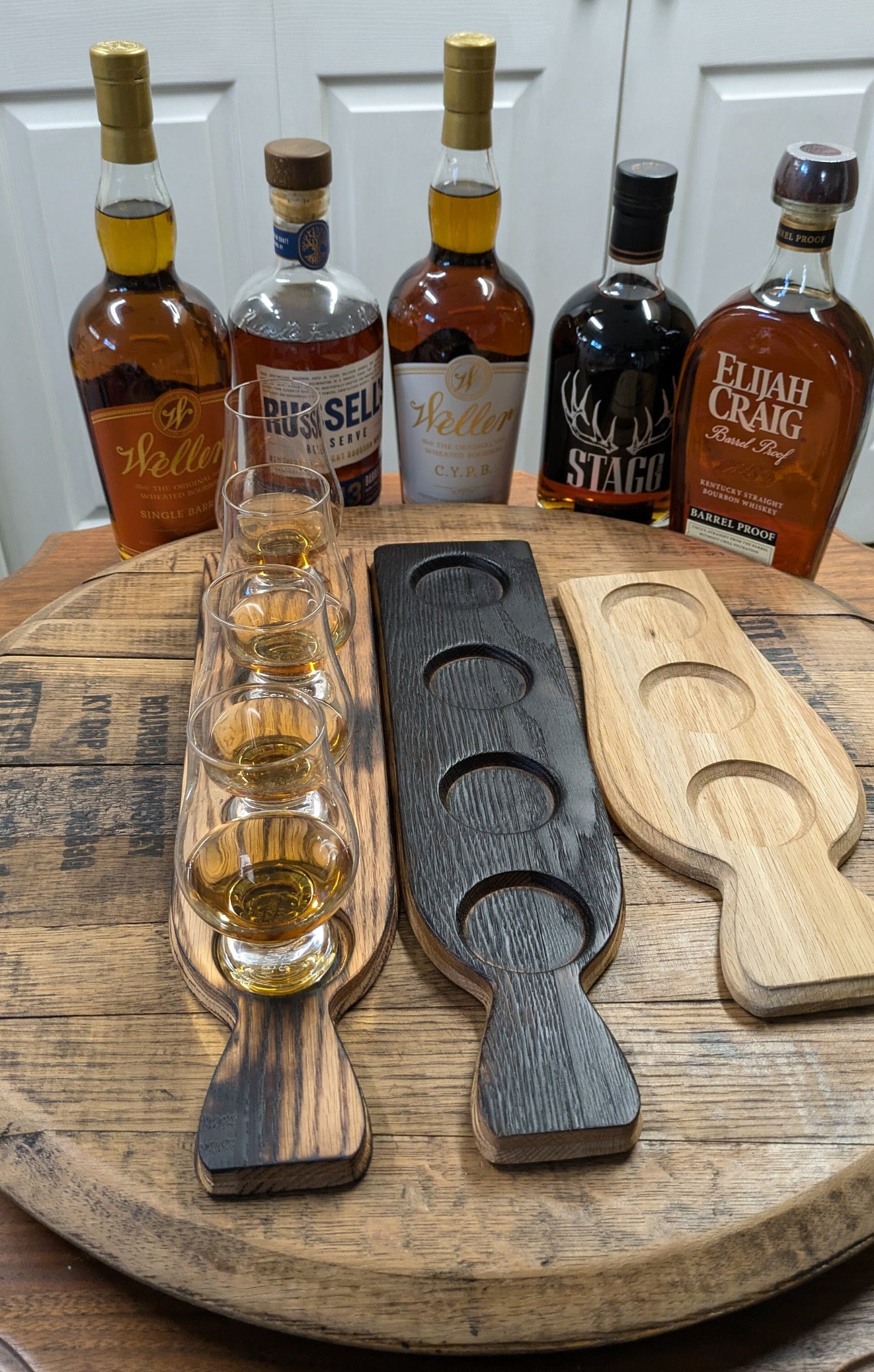 Bourbon Whiskey Flight Boards, Three Styles, Oak Charred - Etsy