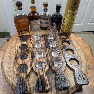 Bourbon Whiskey Flight Boards, Three Styles, Oak Charred - Etsy