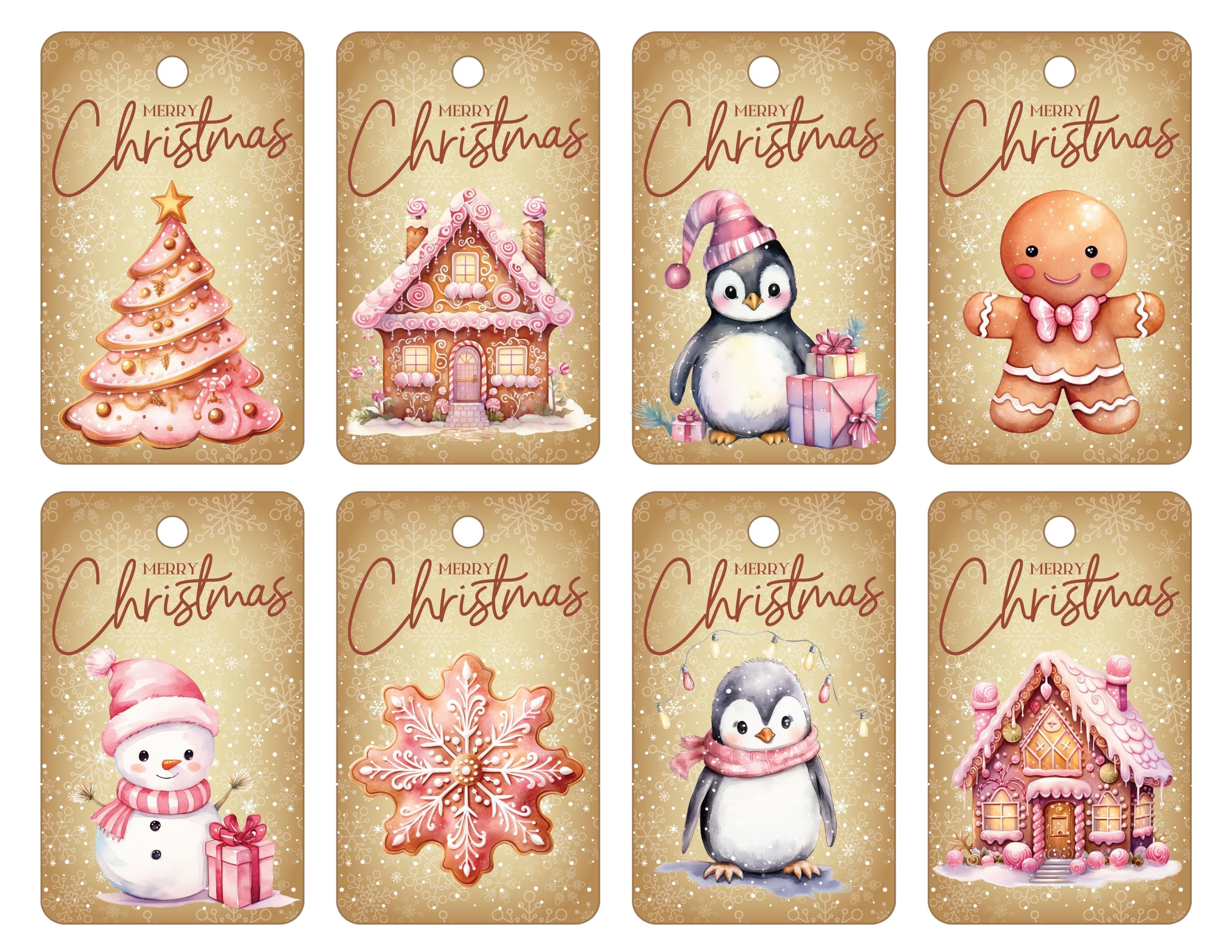 Beautiful Printable Pink Christmas Gift Tags 16 Cute Xmas Tags PDF ...