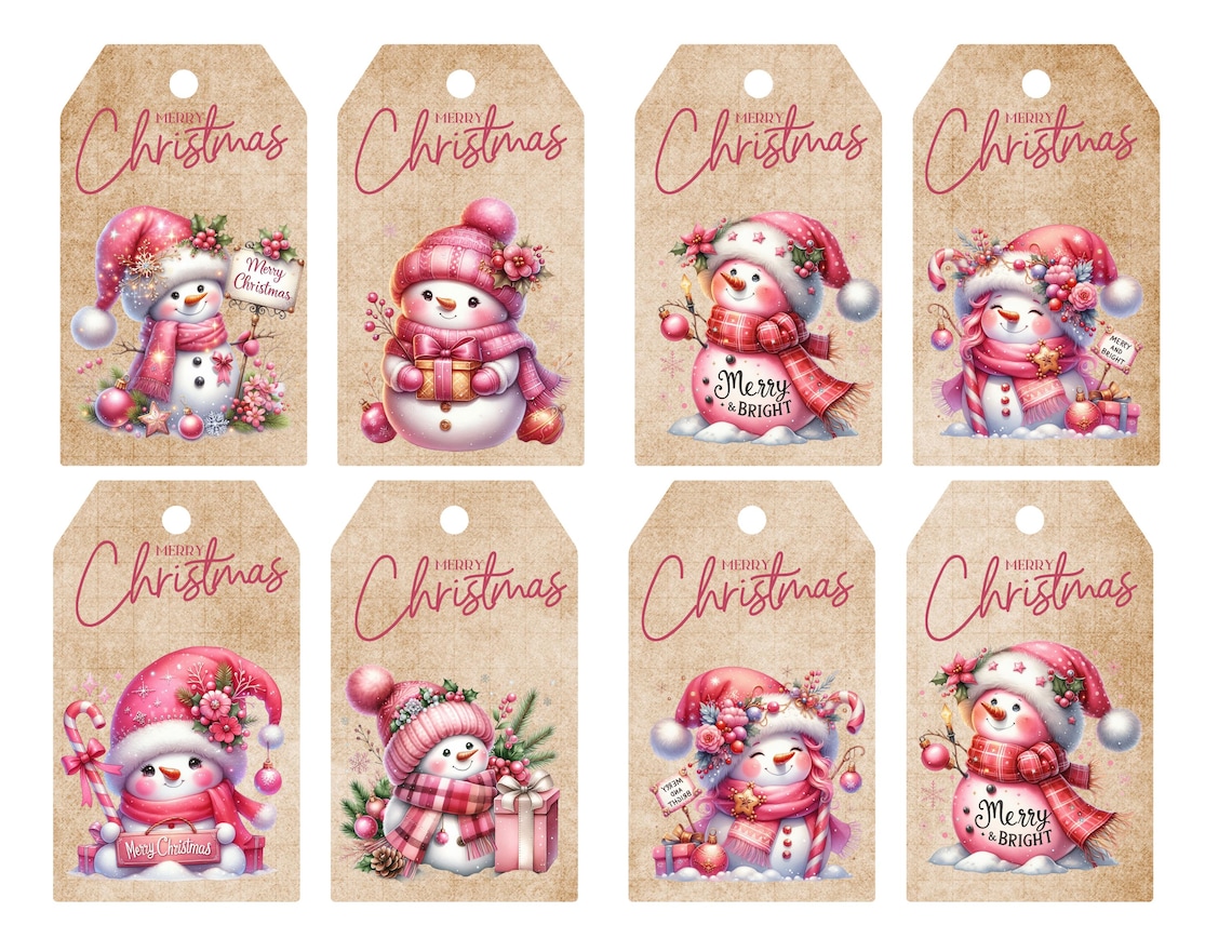 Beautiful Printable Pink Christmas Gift Tags - 16 Cute Xmas Tags PDF ...