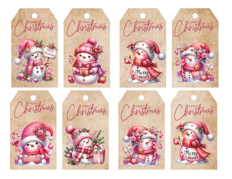 Beautiful Printable Pink Christmas Gift Tags - 16 Cute Xmas Tags PDF ...