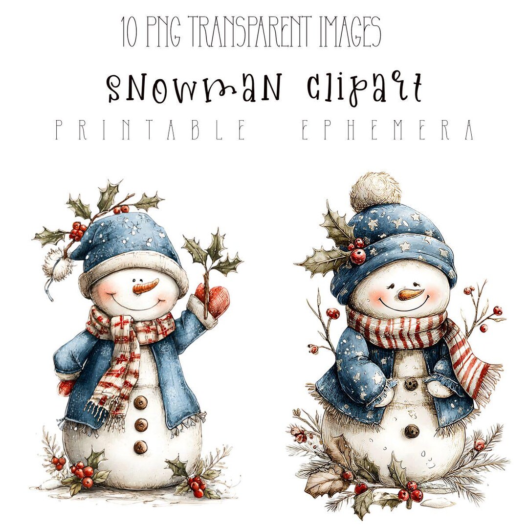 Blue Clipart Snowmen Set: 10 Winter PNG Images, Commercial Use - Etsy