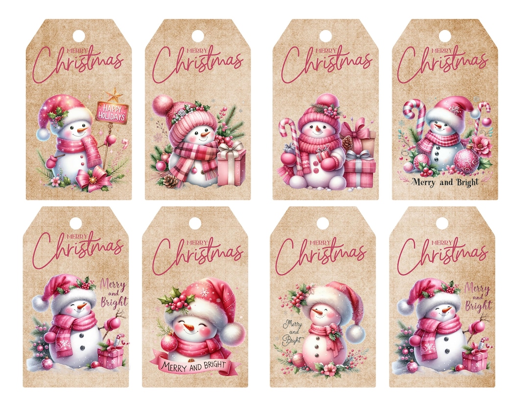 Beautiful Printable Pink Christmas Gift Tags - 16 Cute Xmas Tags PDF ...