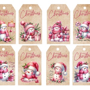 Beautiful Printable Pink Christmas Gift Tags - 16 Cute Xmas Tags PDF ...