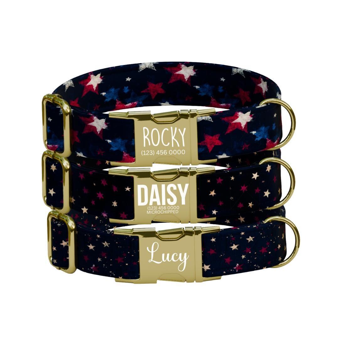Personalized Starry Night Dog Collar With Name Engraved Cute & Soft ...