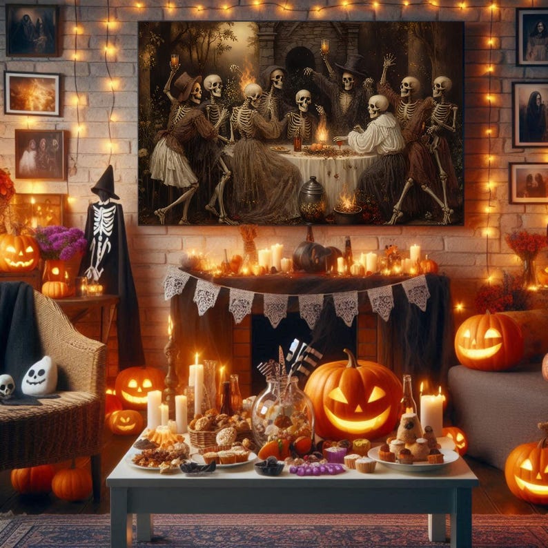 TV Photo Frame, Halloween Skeleton Party Picture, Fun Sepia Family ...