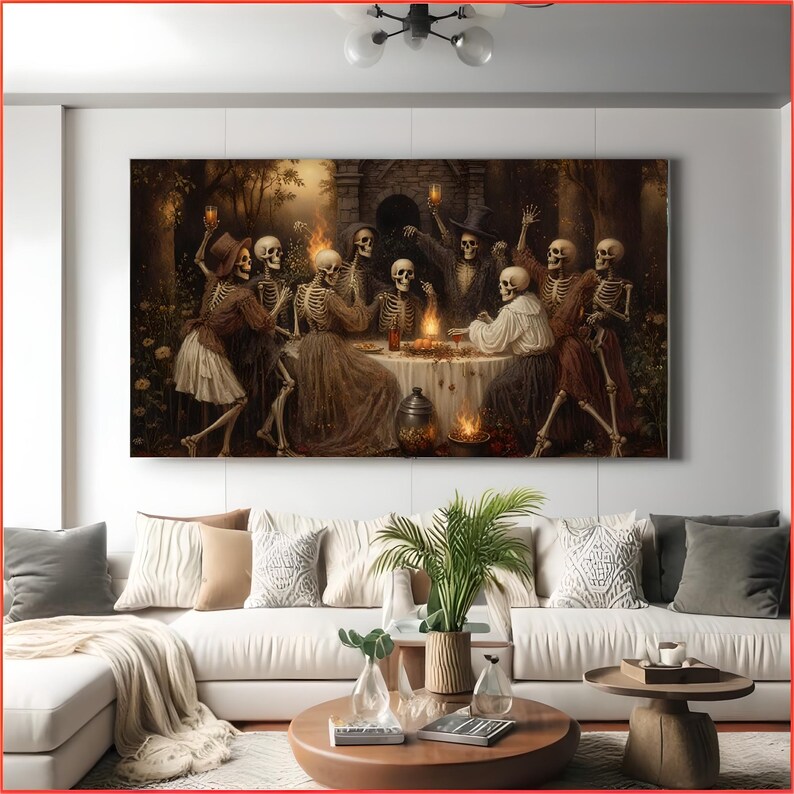 TV Photo Frame, Halloween Skeleton Party Picture, Fun Sepia Family ...