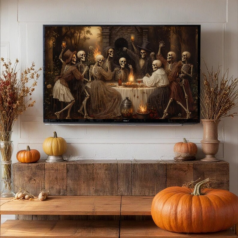 TV Photo Frame, Halloween Skeleton Party Picture, Fun Sepia Family ...