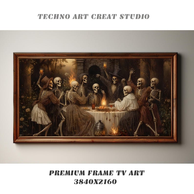 TV Photo Frame, Halloween Skeleton Party Picture, Fun Sepia Family ...