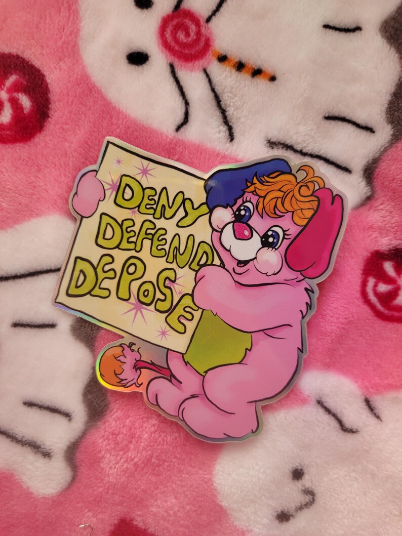 Popple 80s Cartoon Deny Defend Depose 4" Holographic Waterproof Vinyl ...
