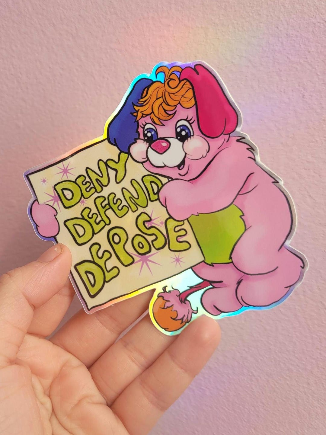 Popple 80s Cartoon Deny Defend Depose 4" Holographic Waterproof Vinyl ...