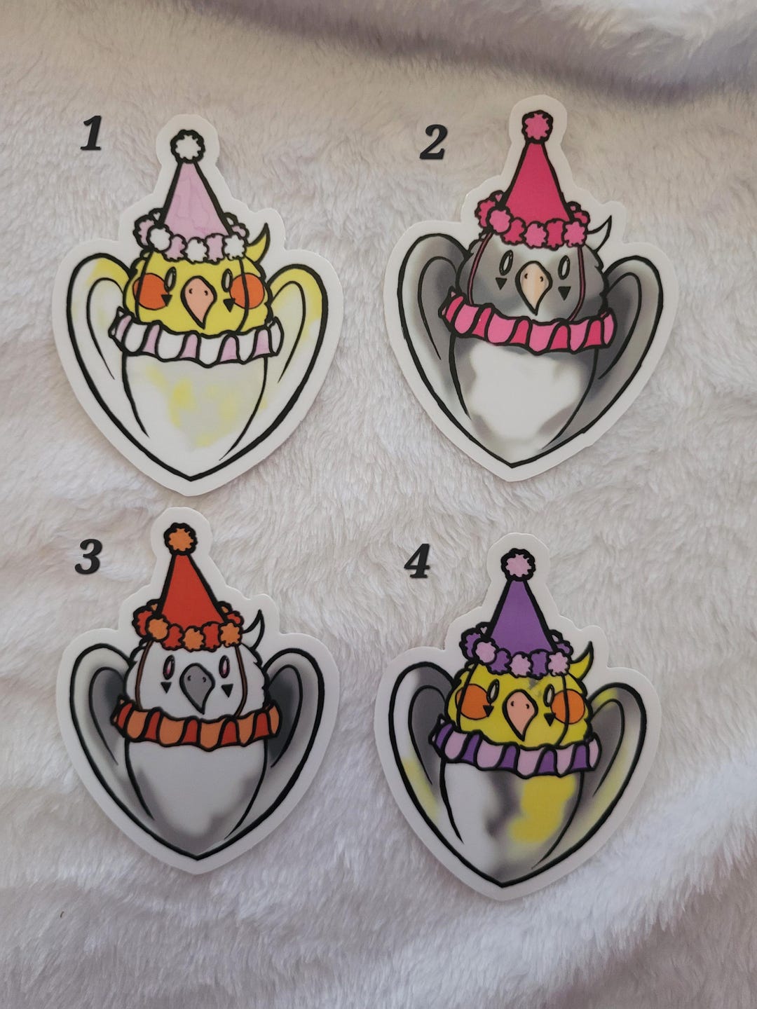 Cockatiel Clown Heart Wings Waterproof Vinyl Stickers - Etsy