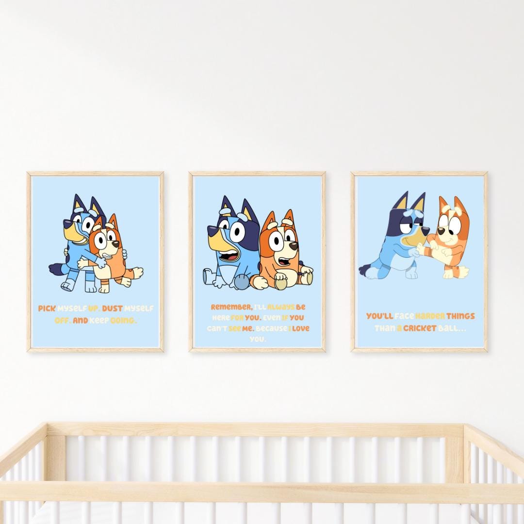 Digital Bluey Room Posters, Kids Bedroom Posters, Bluey and Bingo ...