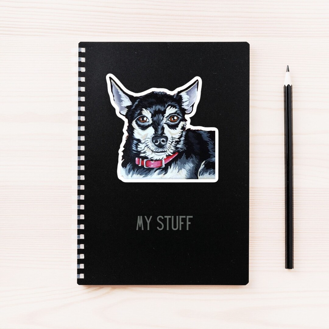 Cute Black and White Dog Art Sticker for Notebook, Car, Cup & More ...