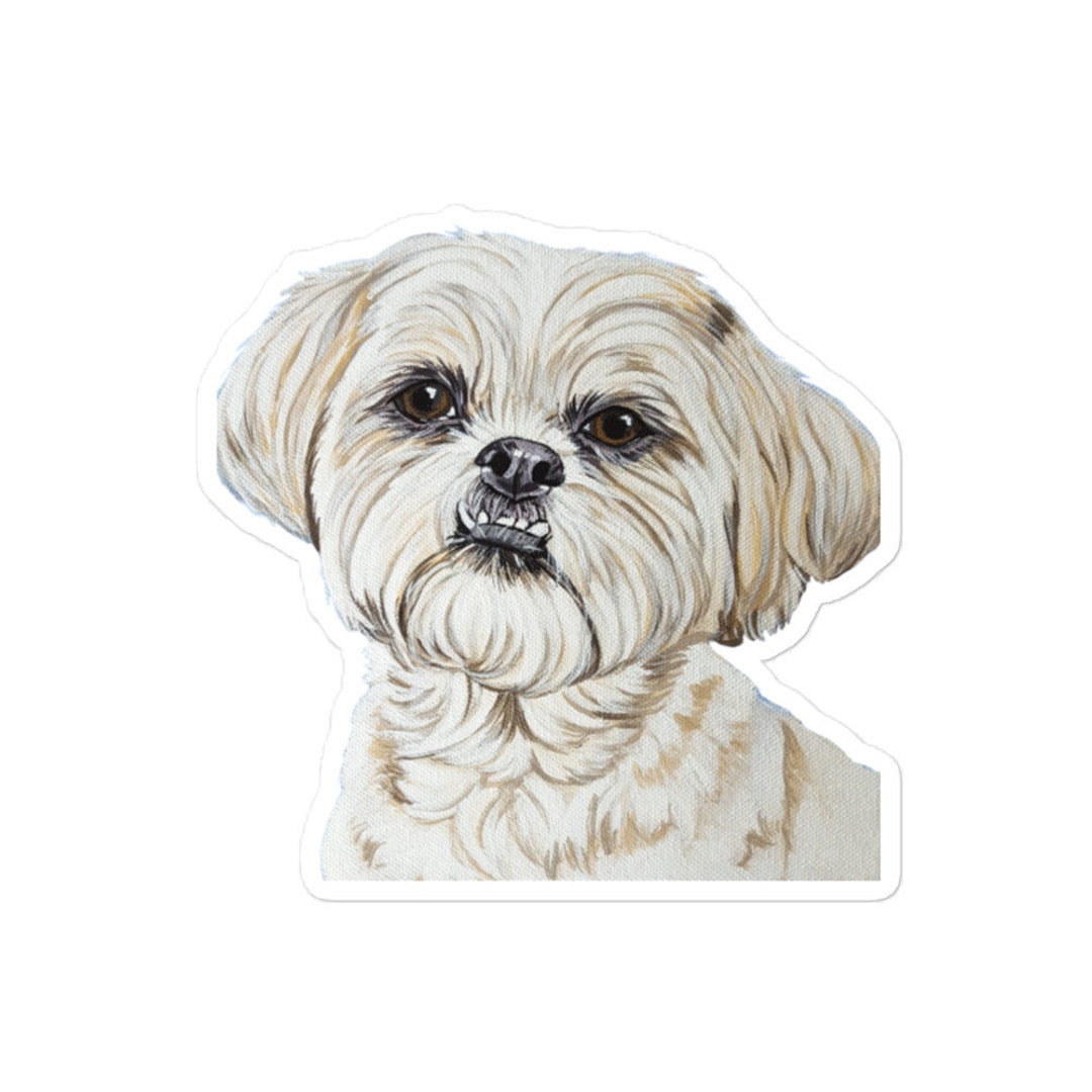 White Maltese Dog Artwork Sticker for Notebook, Car, Cup & More ...