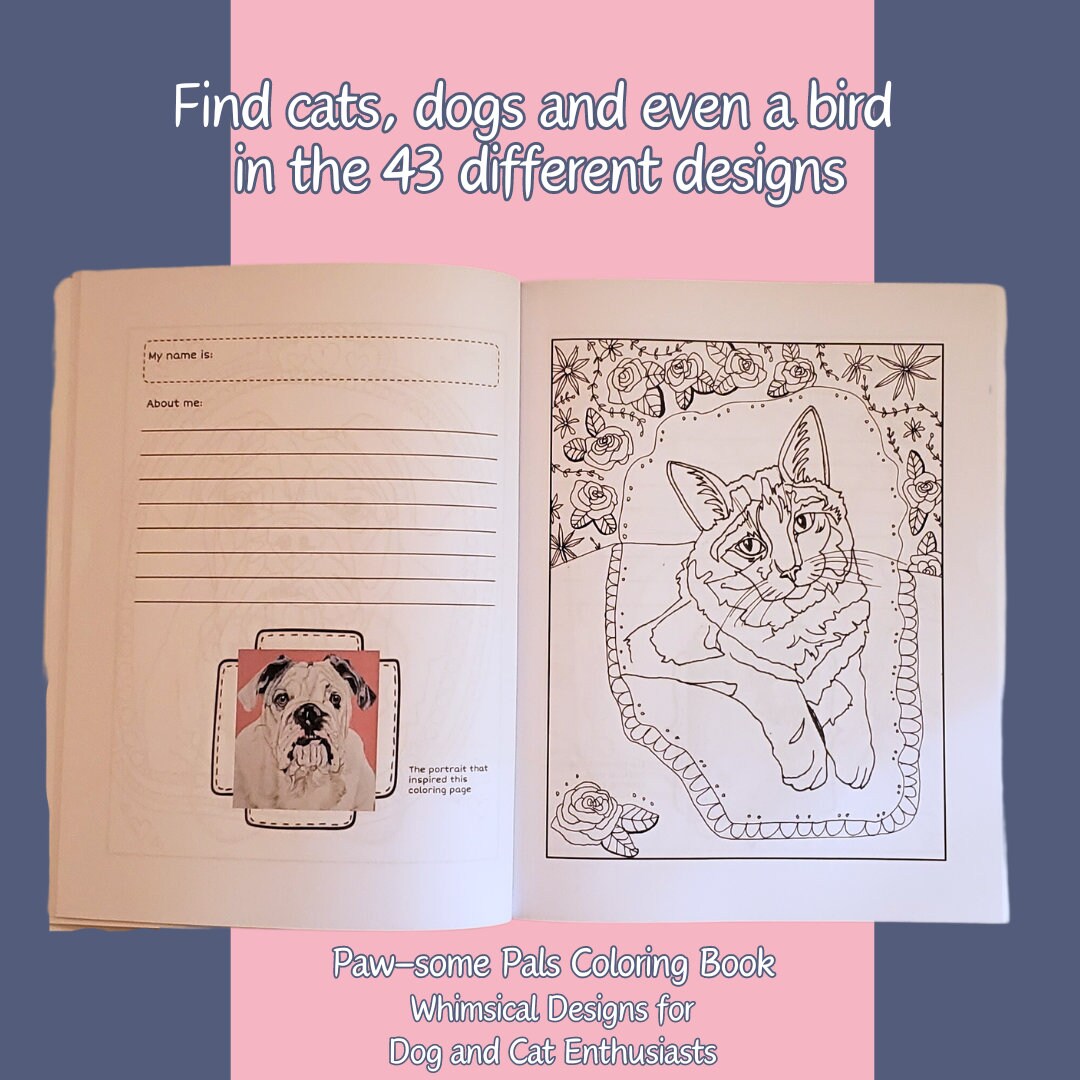 Paw-some Pals Coloring Book for Adults, Kids, All Ages for Dog and Cat ...