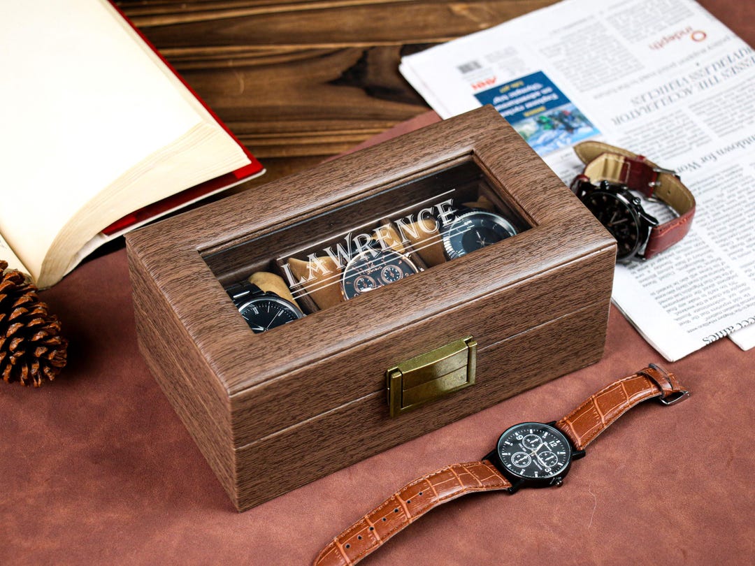 Personalized Watch Case for 3 Watches Men Gifts Idea Customize Engraved ...