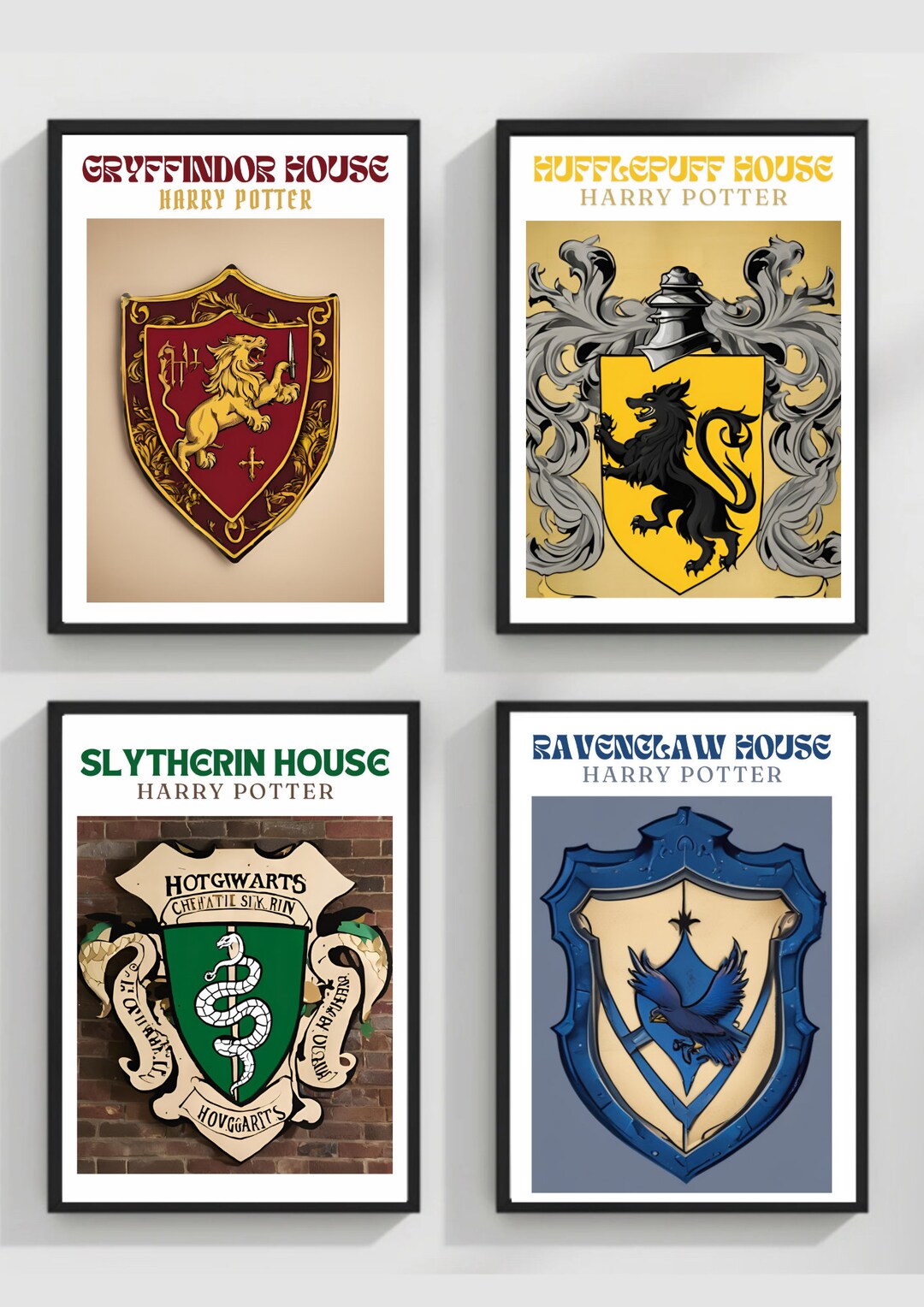 Digital Poster of the Hogwarts Houses, Griffindor House, Hufflepuff ...