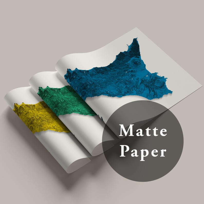Sicily Relief Map Poster Minimalist Wall Art Print, Unique Gift for Map ...