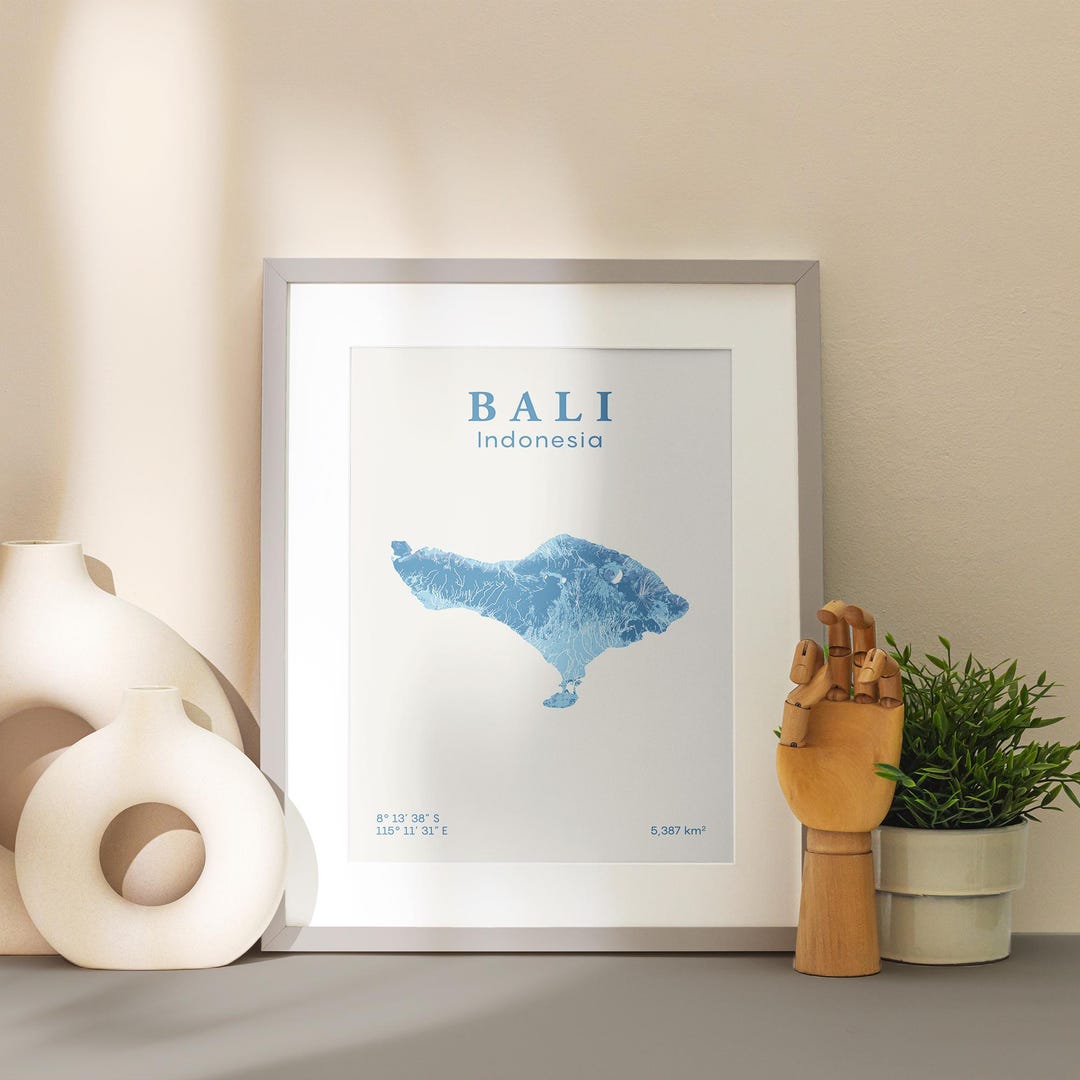 Bali Island Map Poster Minimalist Printable Map, Digital Download ...