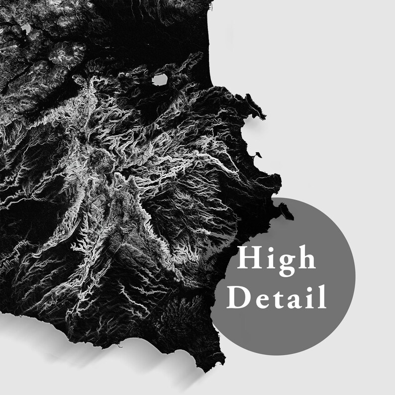 Sicily Relief Map Poster Minimalist Wall Art Print, Unique Gift for Map ...