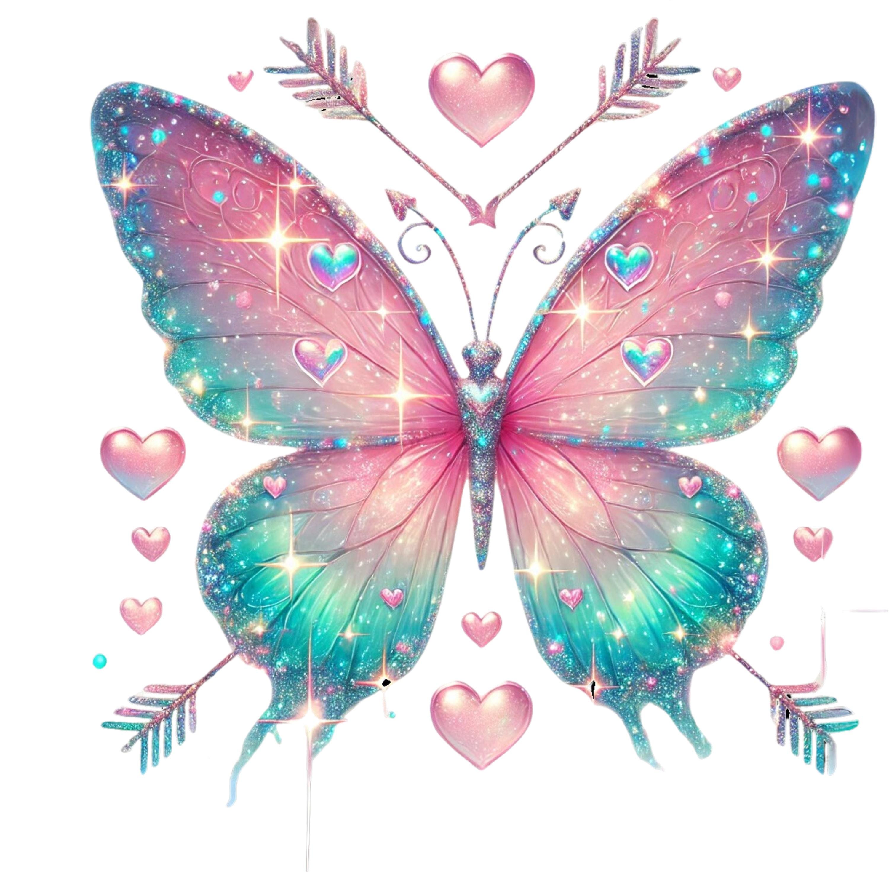 Cute Butterfly Clipart, Butterfly With Heart Png, Digital Download - Etsy