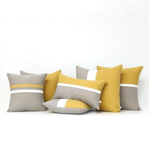 Minimal Color Block Decorative Pillow in Navy and Natural Linen (18x18 ...