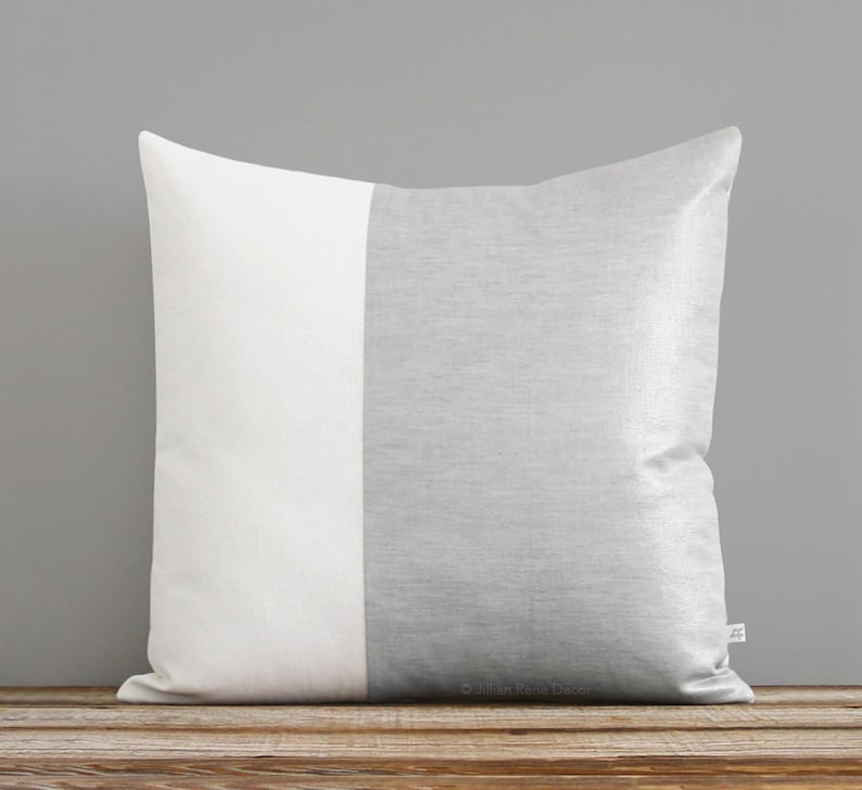 Metallic Silver Pillow Two Tone Colorblock Pillow Cover - Etsy