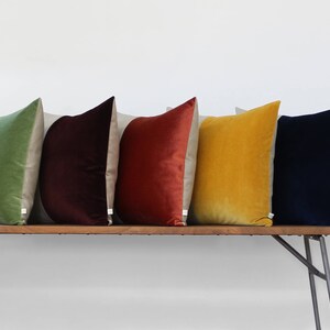 Velvet Colorblock Pillow Cover in Deep Navy Blue and Natural Linen by ...