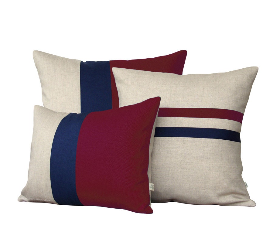 Crimson and Navy Striped Pillow - 12x20 - Modern Home Decor by ...