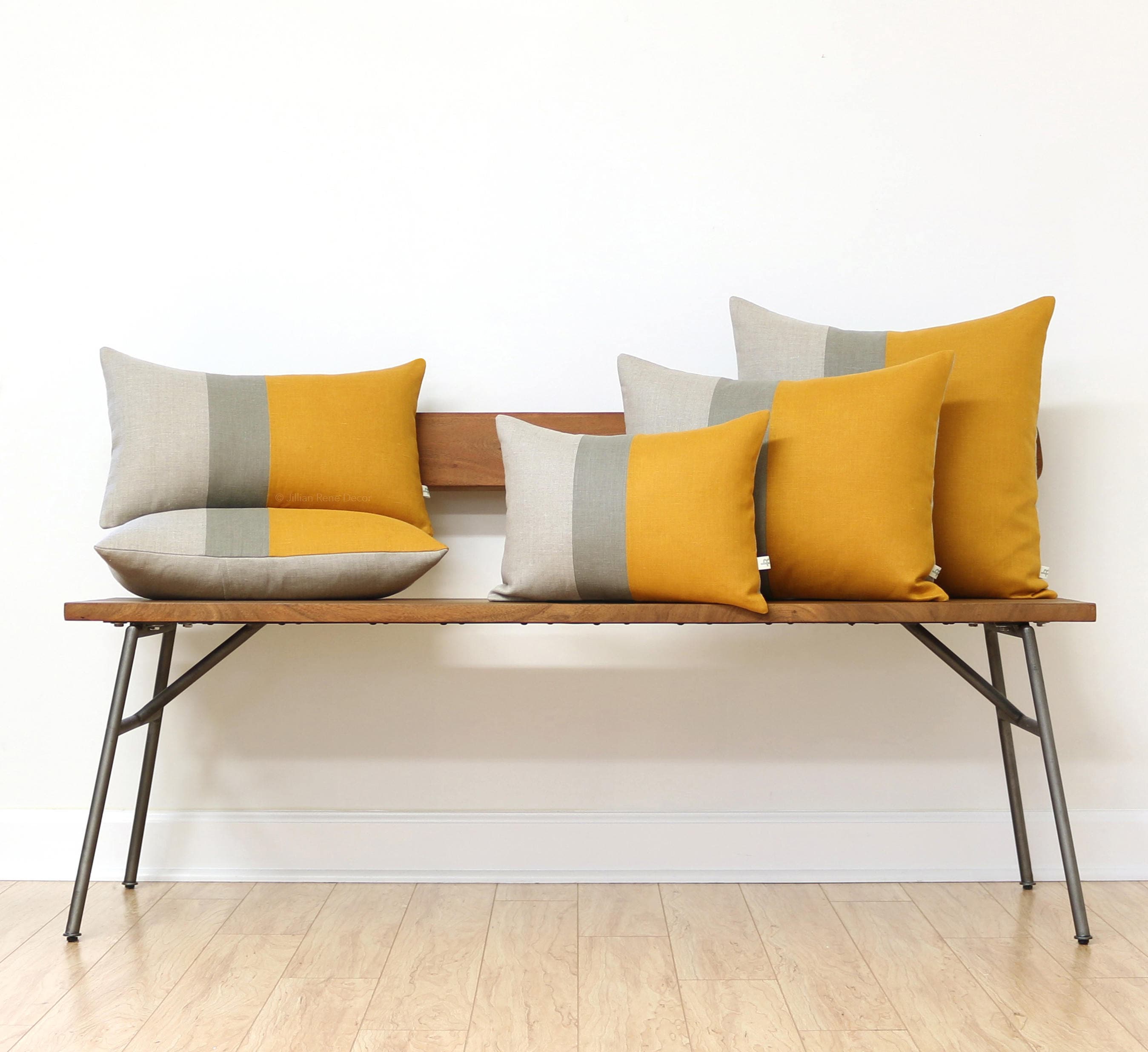 Decorative Lumbar Pillows Colorblock Pillow Cover in Marigold - Etsy