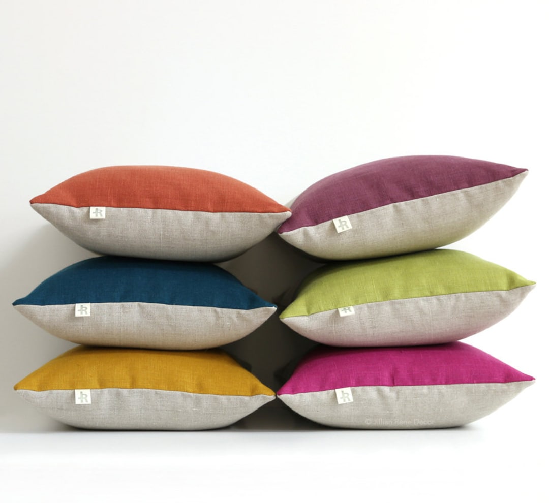 Colorblock Pillow Covers in NEW COLORS, Stone Grey and Natural Linen by ...