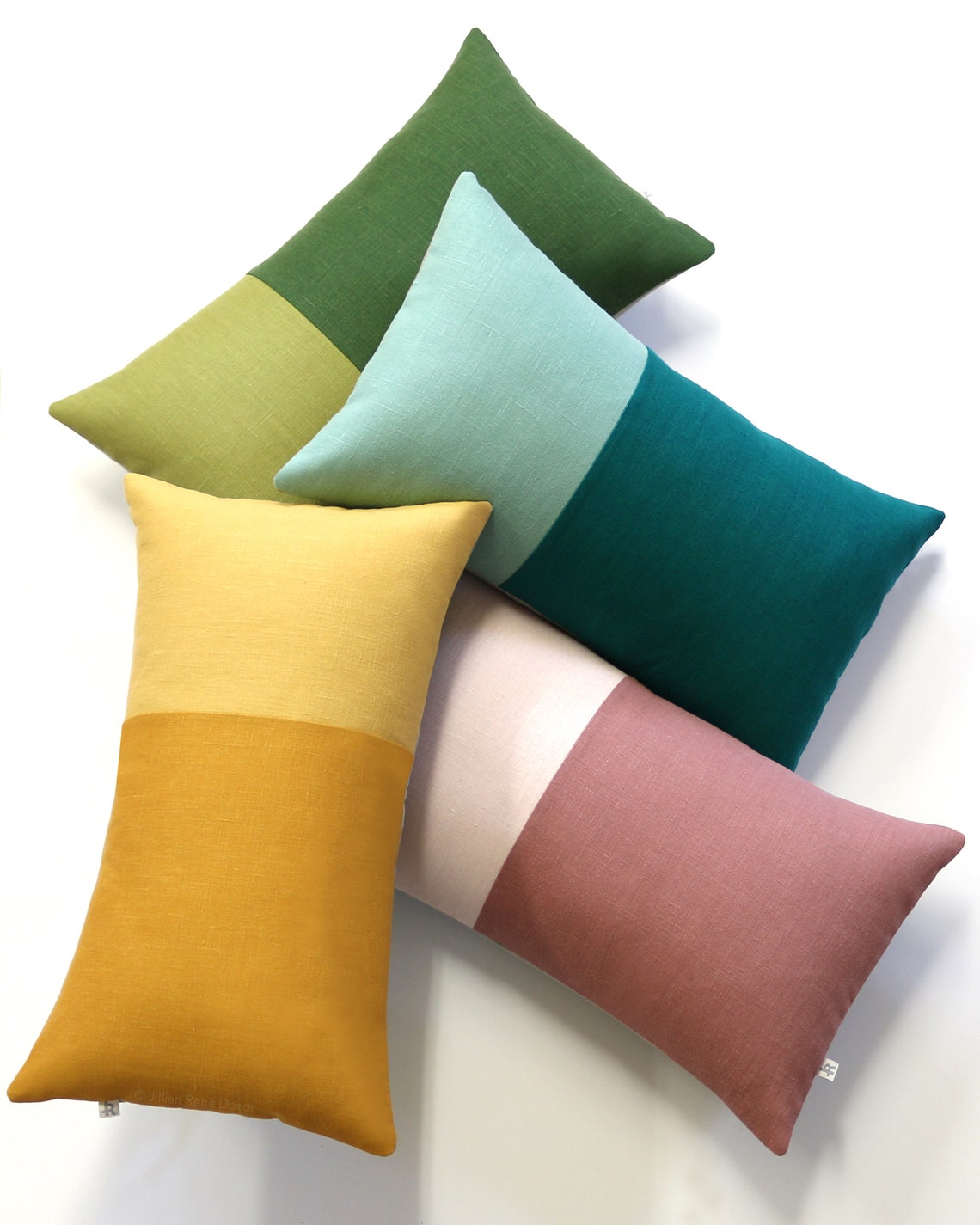 Teal Two Tone Pillow Cover, Monochromatic Colorblock Pillow Cover by ...