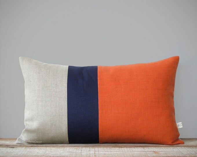 Burnt Orange Navy Throw Pillow Cover Mid Century Modern Pillow Case ...