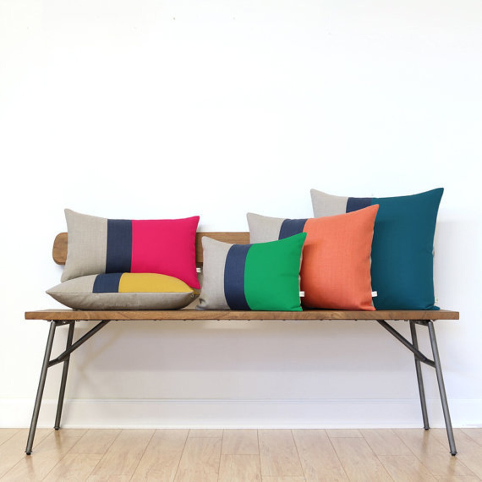 16x20 Color Block Pillow in Black, Cream and Natural Linen by ...