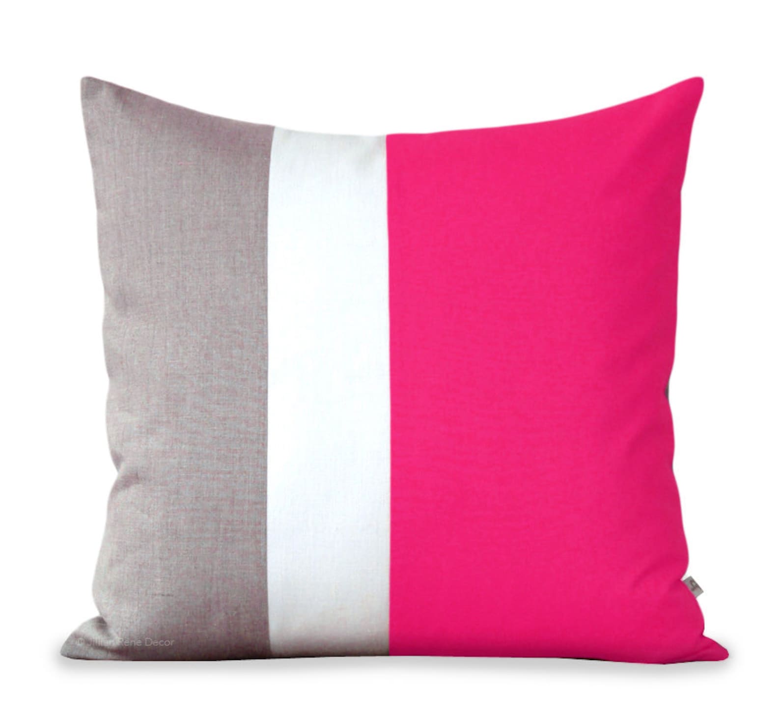 Colorblock Pillow Cover in Hot Pink Cream and Natural Linen - Etsy
