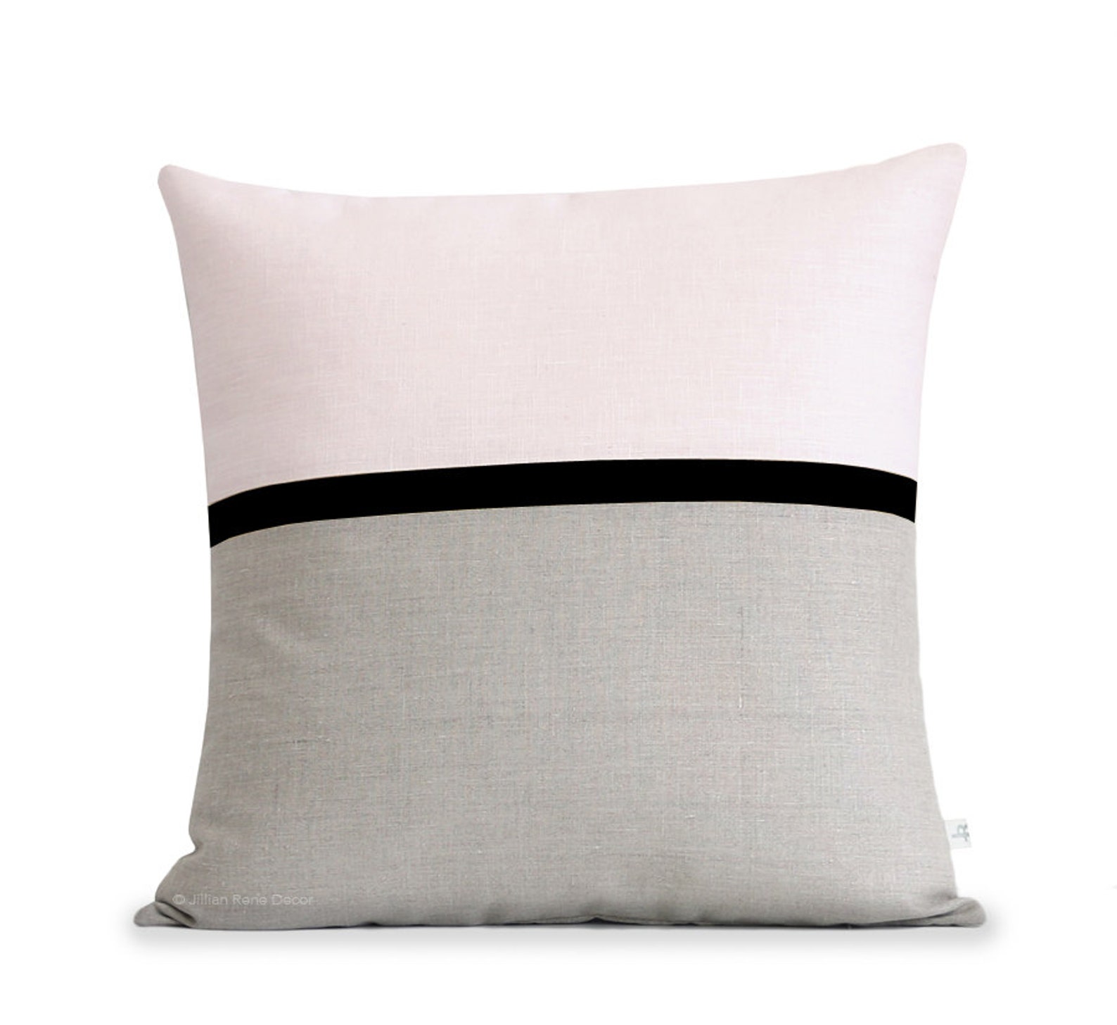 Pale Pink Linen Horizon Line Pillow Cover With Black & Neutral - Etsy UK