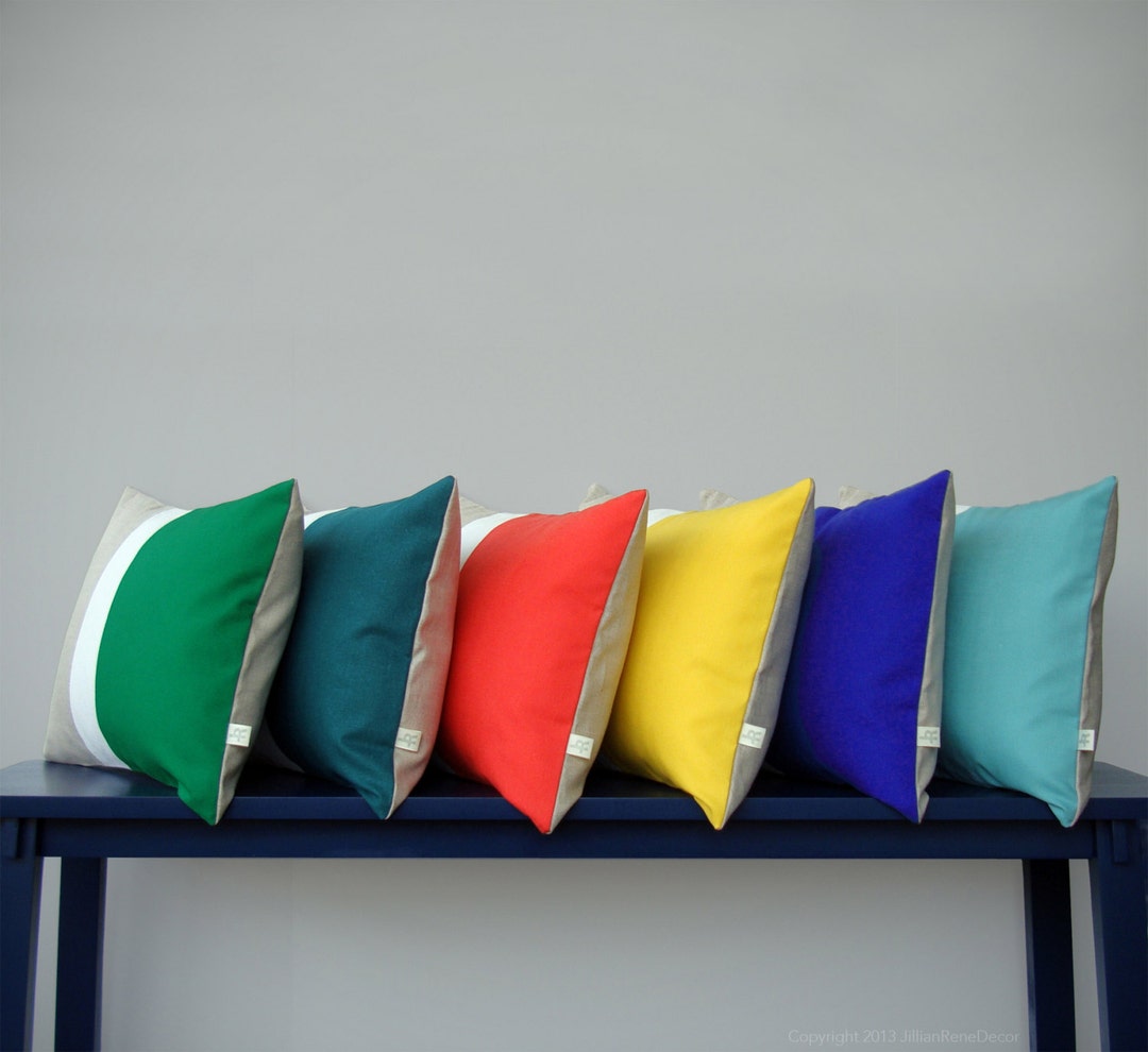 Modern Color Block Pillow in Your Choice of Colors, Cream and Natural ...