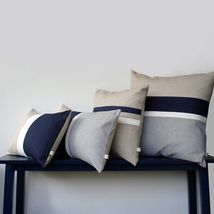 Linen Striped Pillows (pillow Cover Set of 2) Grey Chambray, Cream ...