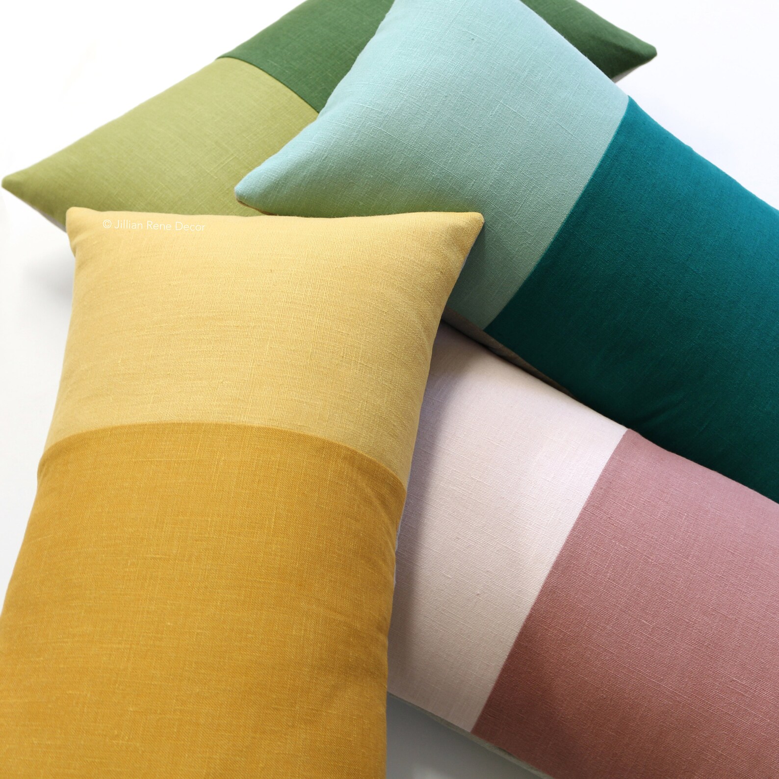 Teal Two Tone Pillow Cover, Monochromatic Colorblock Pillow Cover by ...