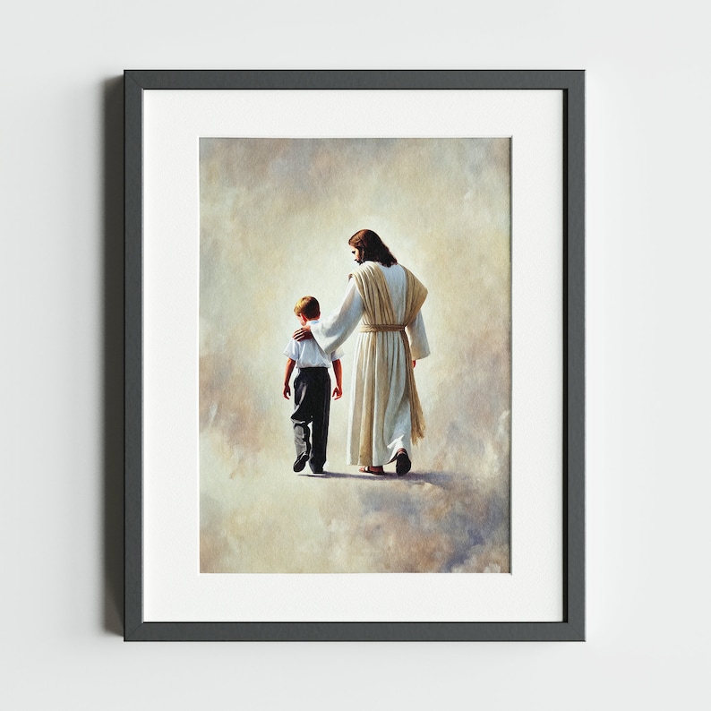 LDS Baptism Gift for Boy Jesus Portrait With a Boy Portrait Baptism I ...