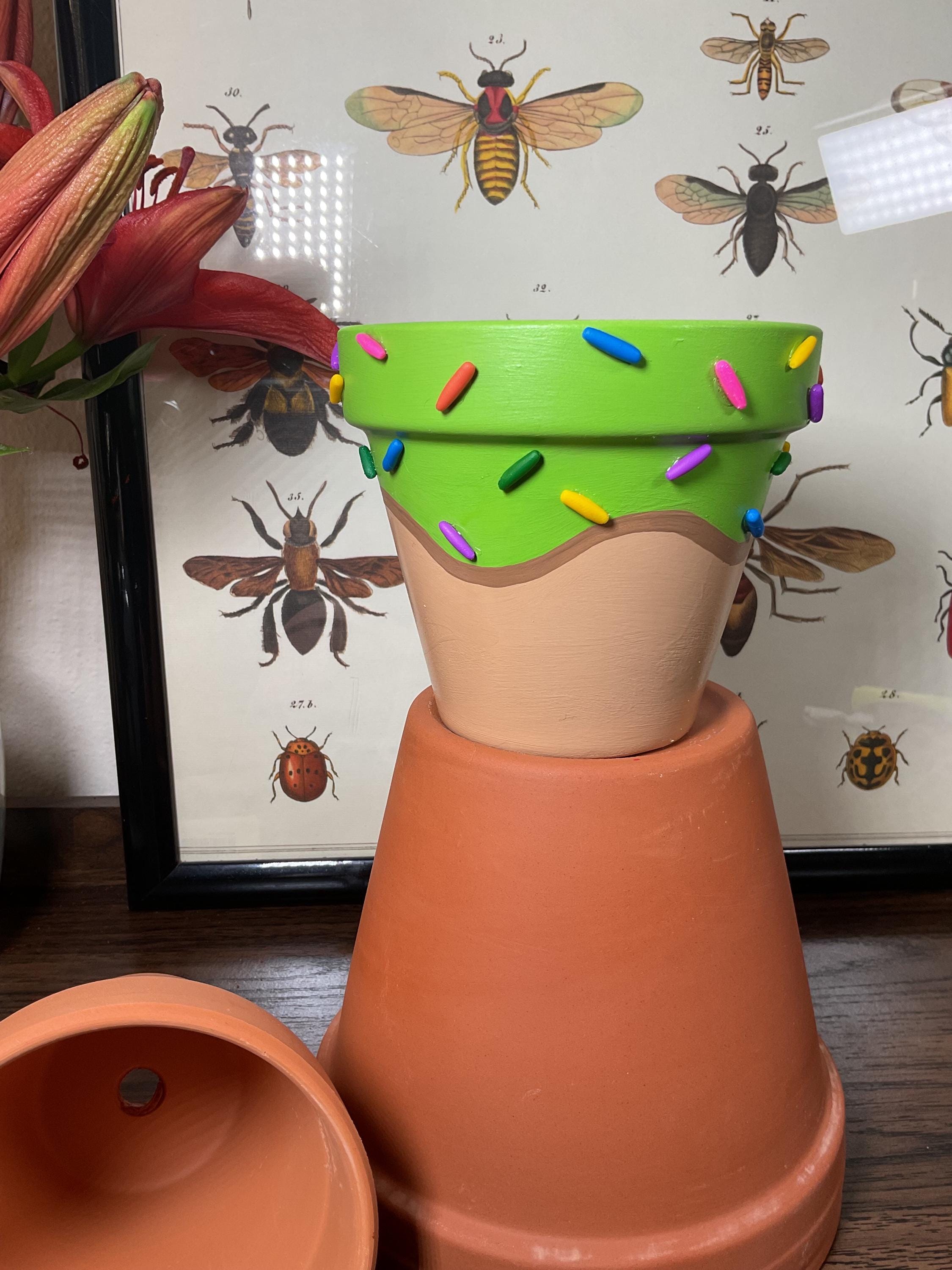 Sprinkle Donut Planter: Hand-painted Terracotta Pot With 3D Polymer ...