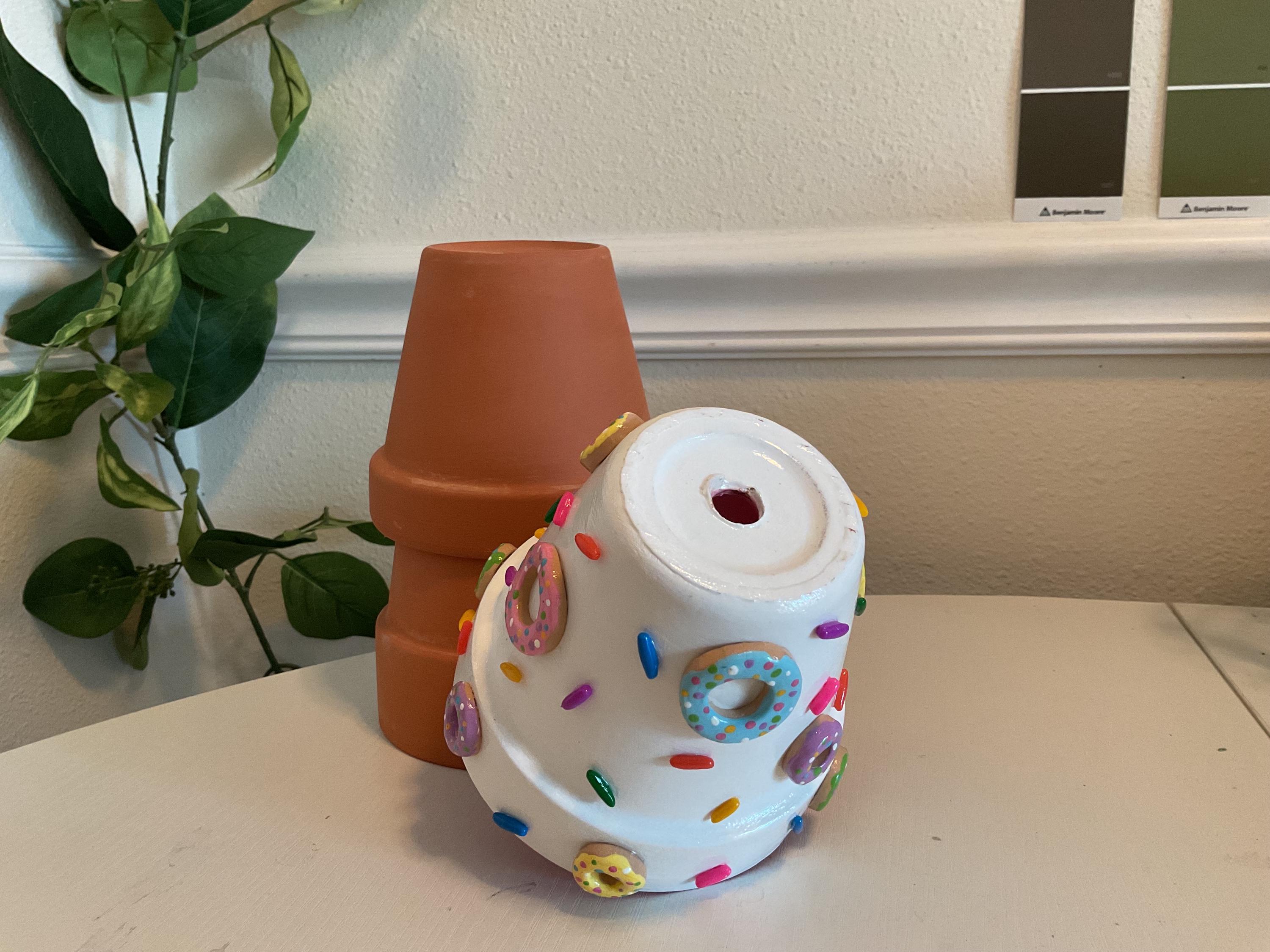 3D Donuts Pot / Planter / Flower Pot / Terracotta 4 Acrylic Painted Pot ...