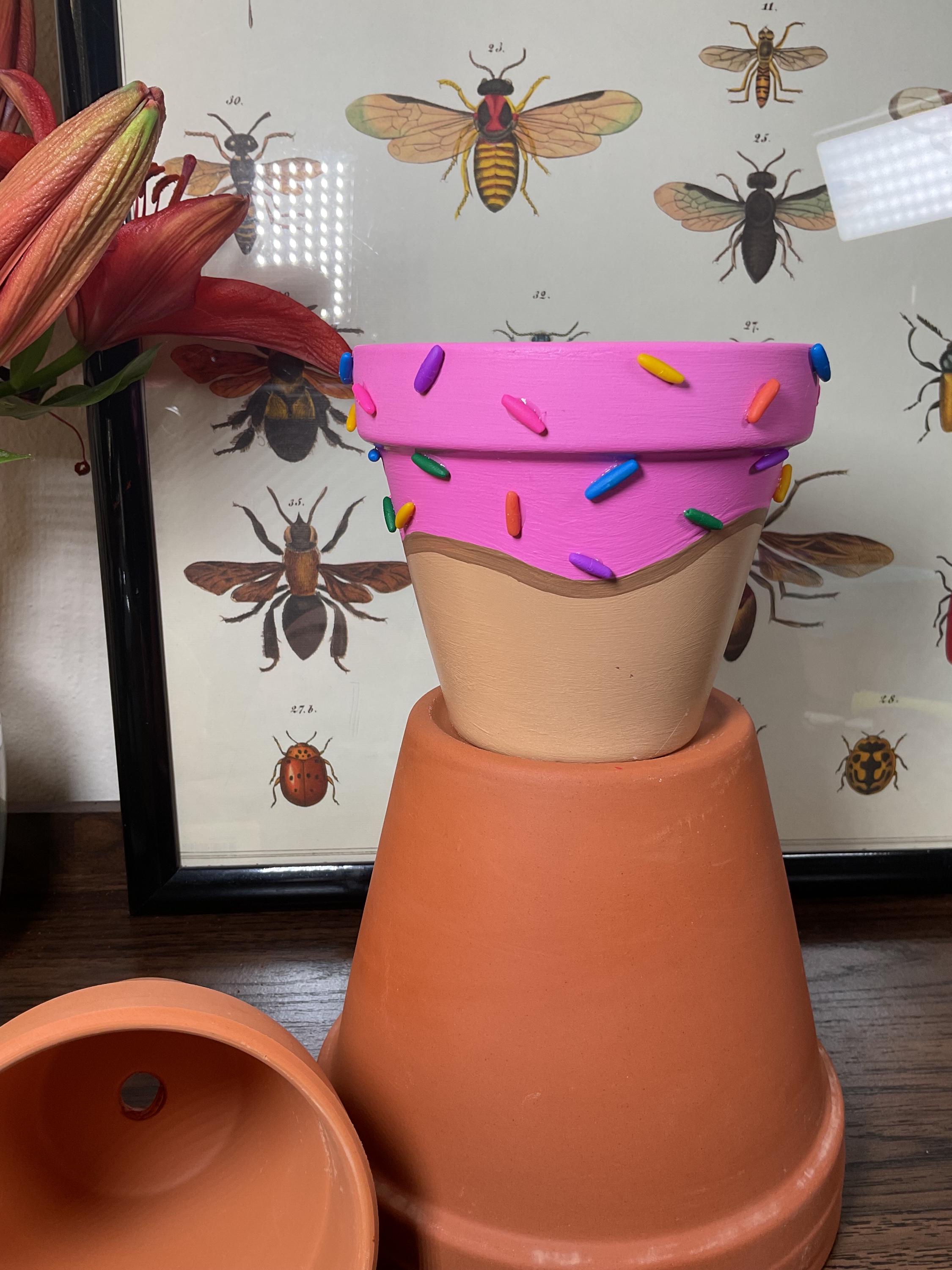 Sprinkle Donut Planter: Hand-painted Terracotta Pot With 3D Polymer ...