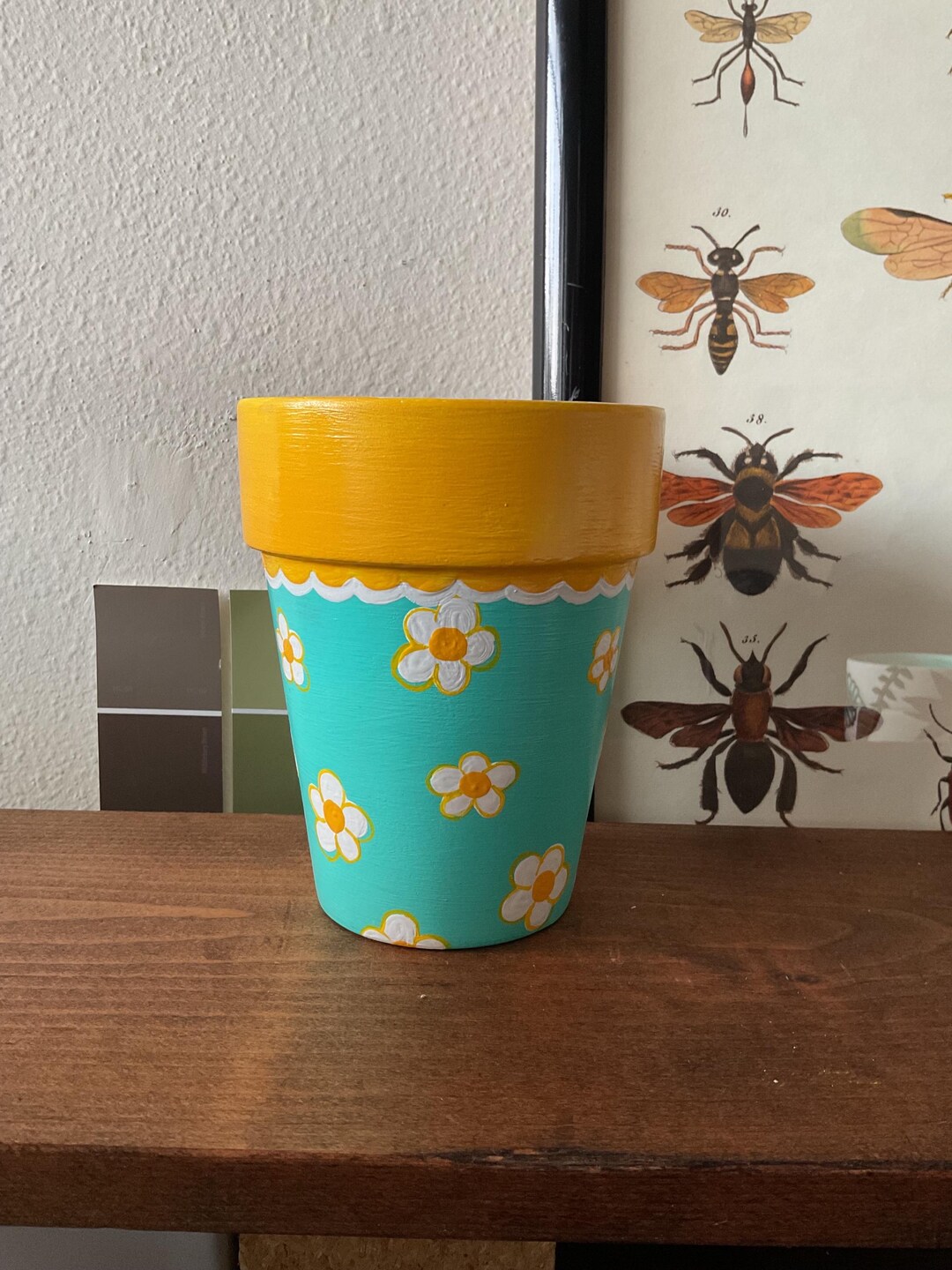 Daisy Pot / Planter / Flower Pot / Terracotta 4" Acrylic Painted Pot ...