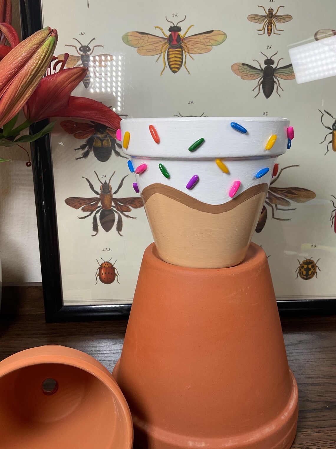 Sprinkle Donut Planter: Hand-painted Terracotta Pot With 3D Polymer ...