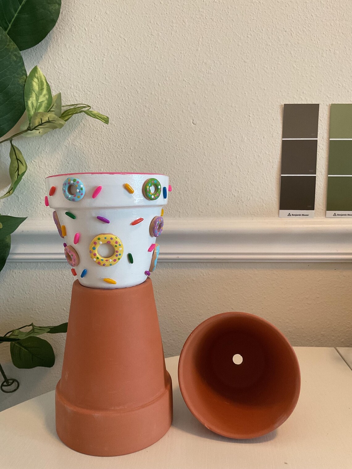 3D Donuts Pot / Planter / Flower Pot / Terracotta 4 Acrylic Painted Pot ...