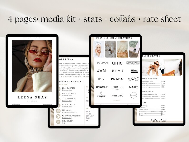 Media Kit Template Instagram Media Kit Template Canva Rate Sheet ...
