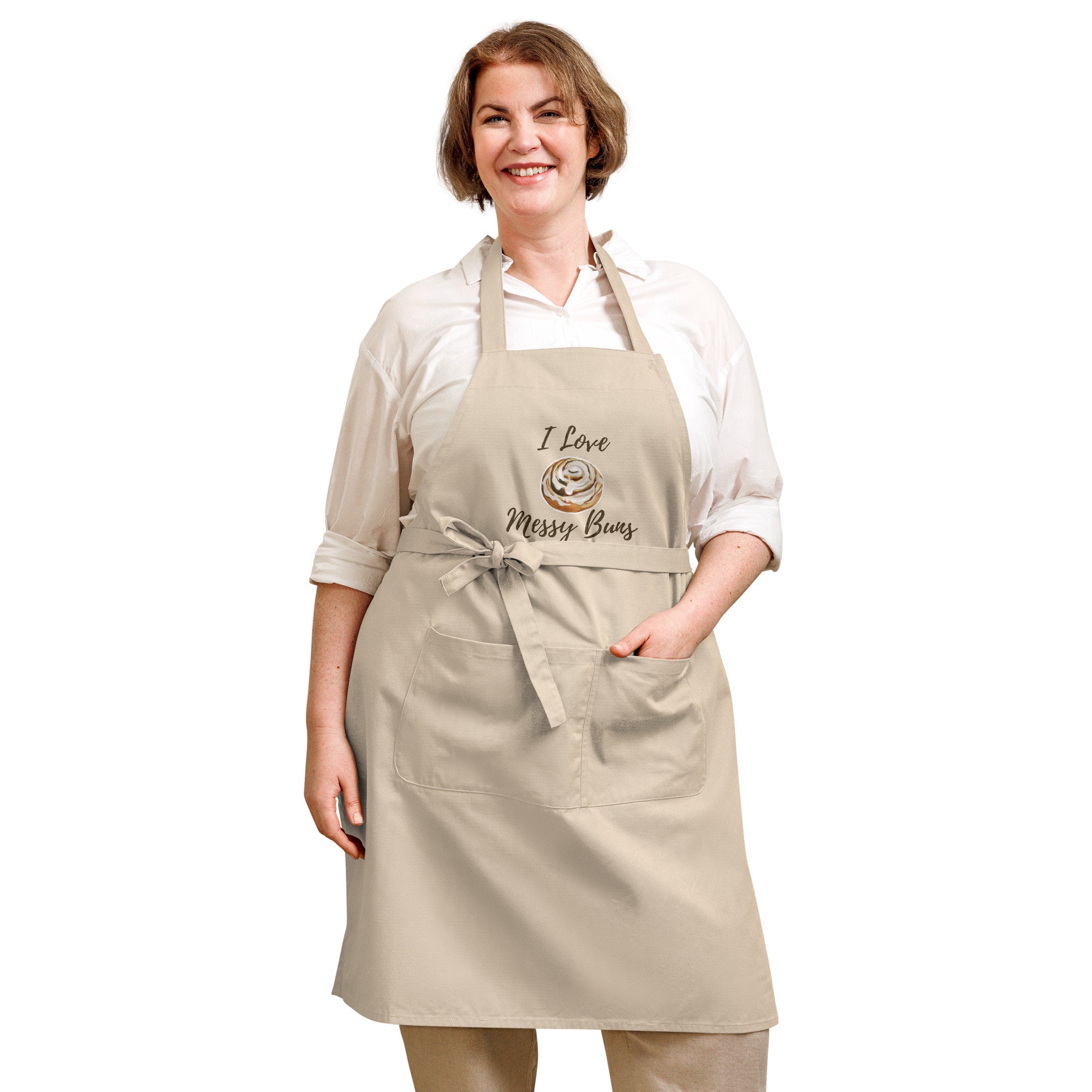 I LOVE MESSY BUNS Organic Cotton Apron Great Gift for Mom or Bakers - Etsy