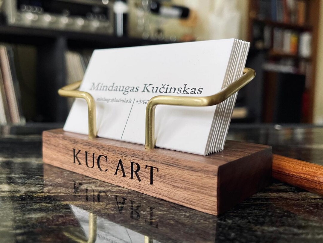 Handmade Natural Walnut Business Card Holder Personalized, Business ...